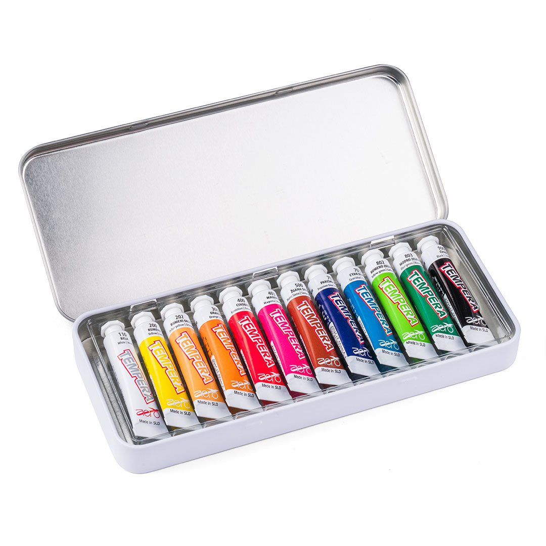 TEMPERA BARVE AERO, 12 kos, 7,5 ml, Princesa, kovinska embalaža ...